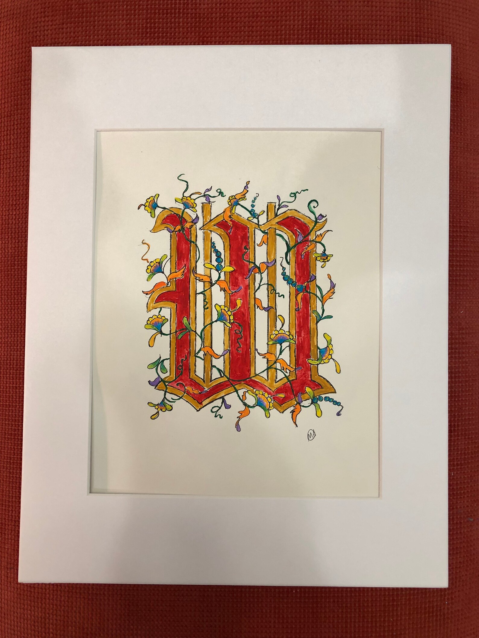 Illuminated Letter W Hand Painted Old English Script - Etsy