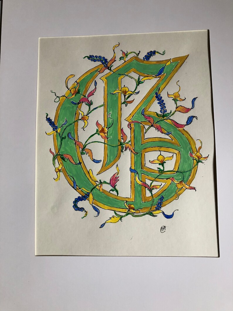 Illuminated Letter g Hand Painted Old English - Etsy