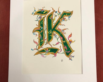 Illuminated Letter B Hand Painted Old English Script | Etsy