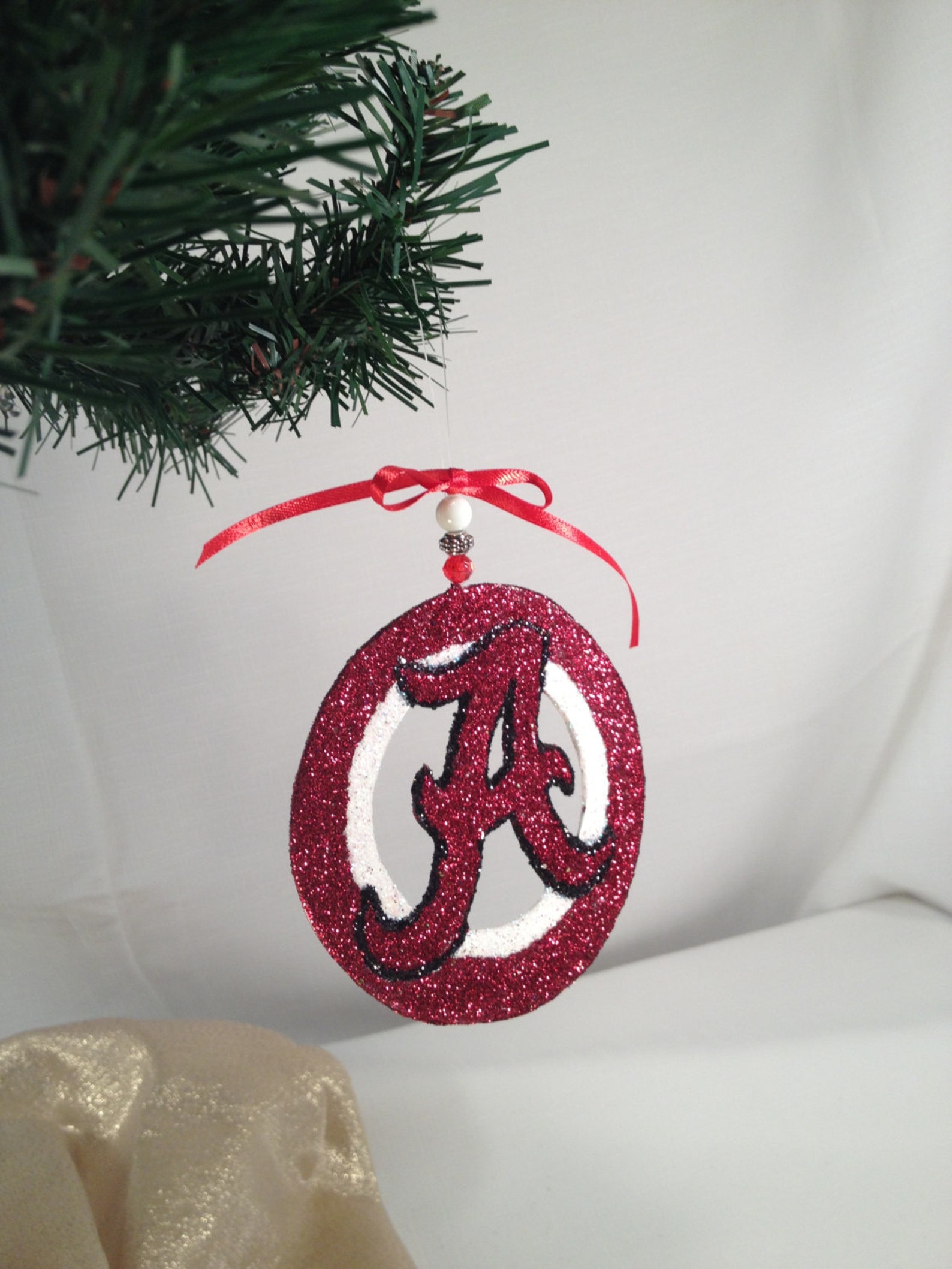 Alabama Crimson Tide Glitter Christmas Ornament, Handmade Paper Mache ...