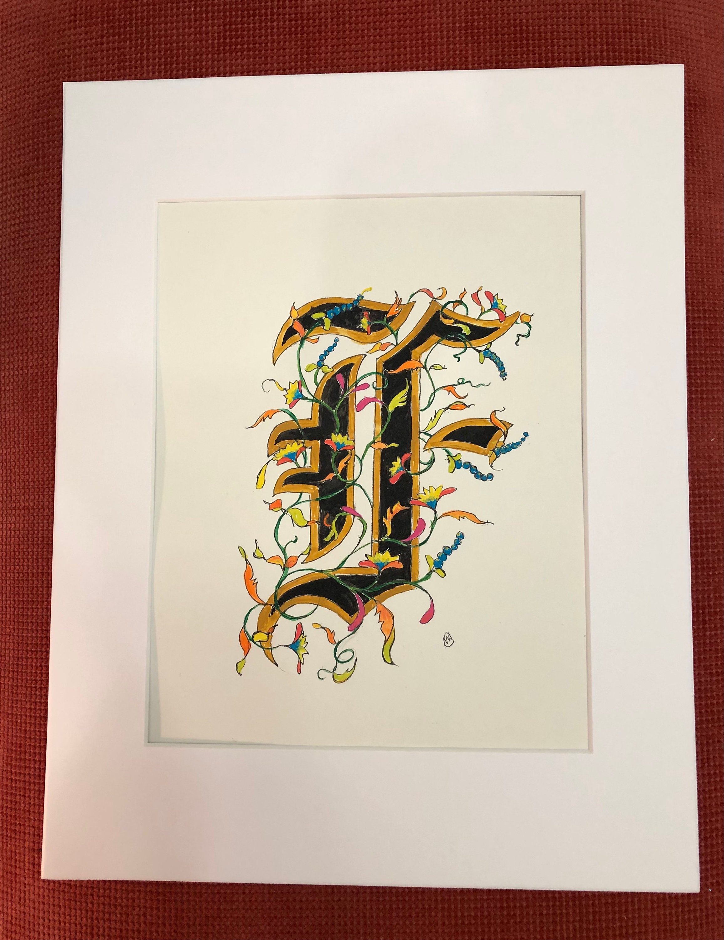 Illuminated Letter f Hand Painted Old English - Etsy