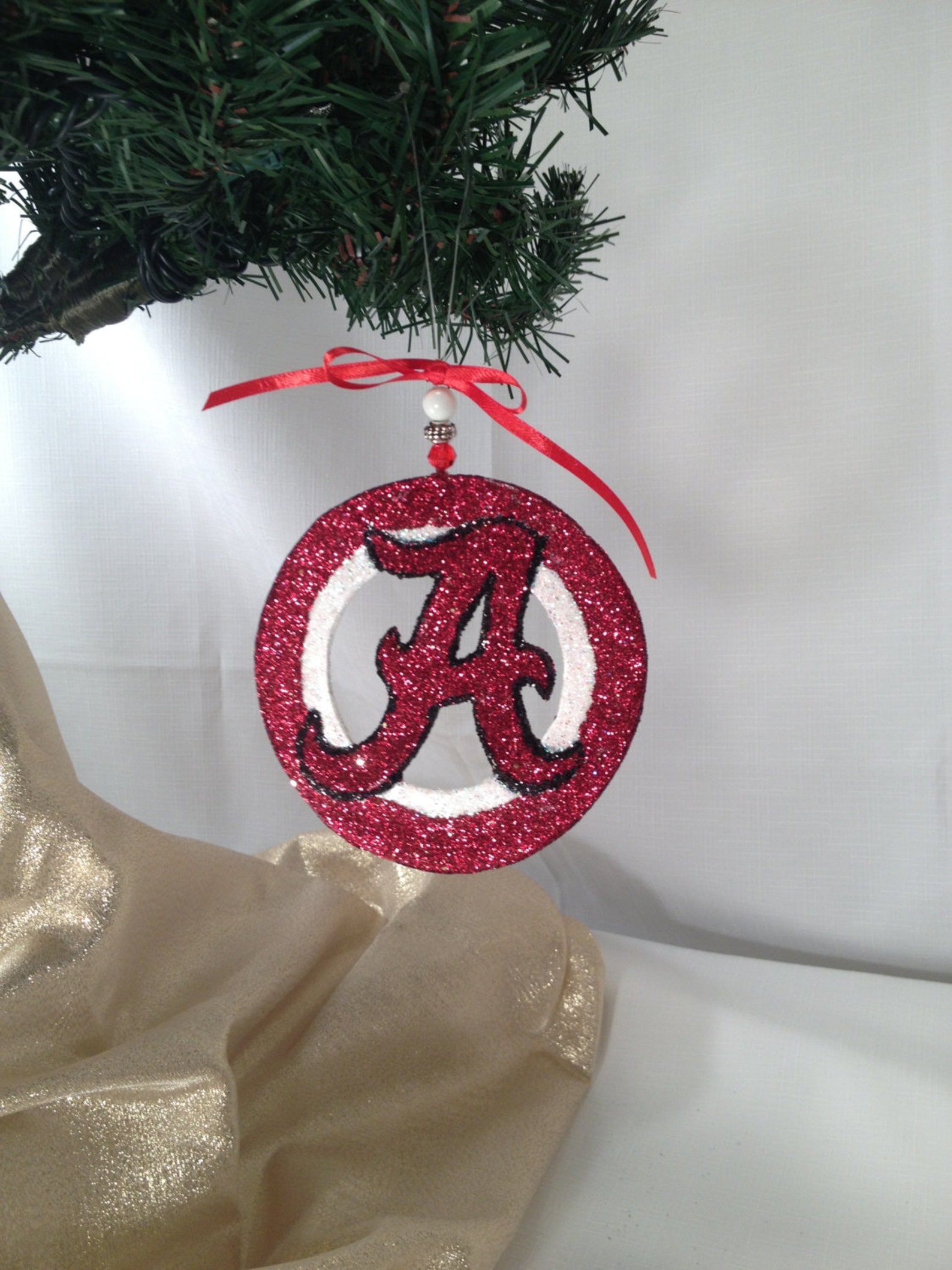 Alabama Crimson Tide Glitter Christmas Ornament, Handmade Paper Mache ...