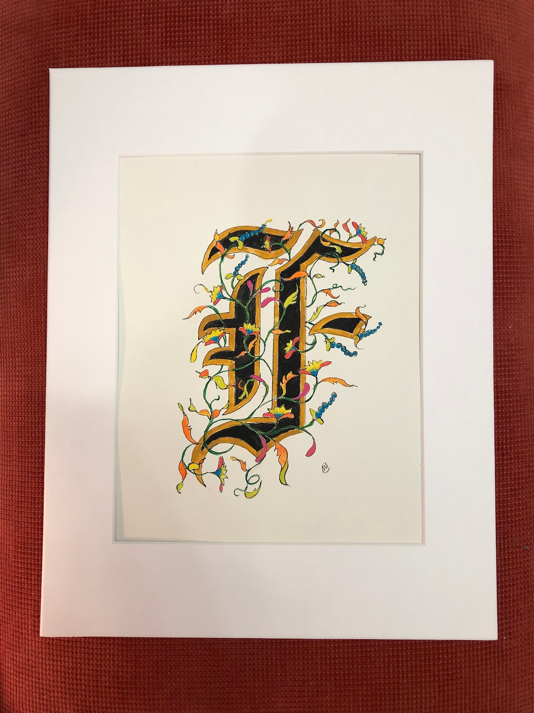 Illuminated Letter f Hand Painted Old English - Etsy