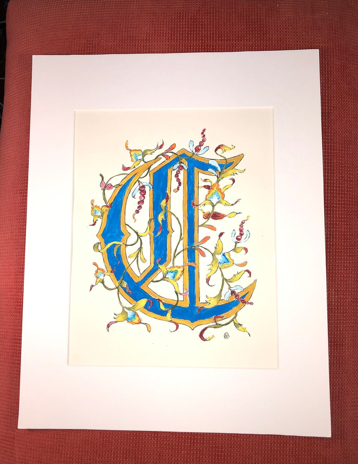 Illuminated Letter c, Hand Painted Old English Script, Original Design ...