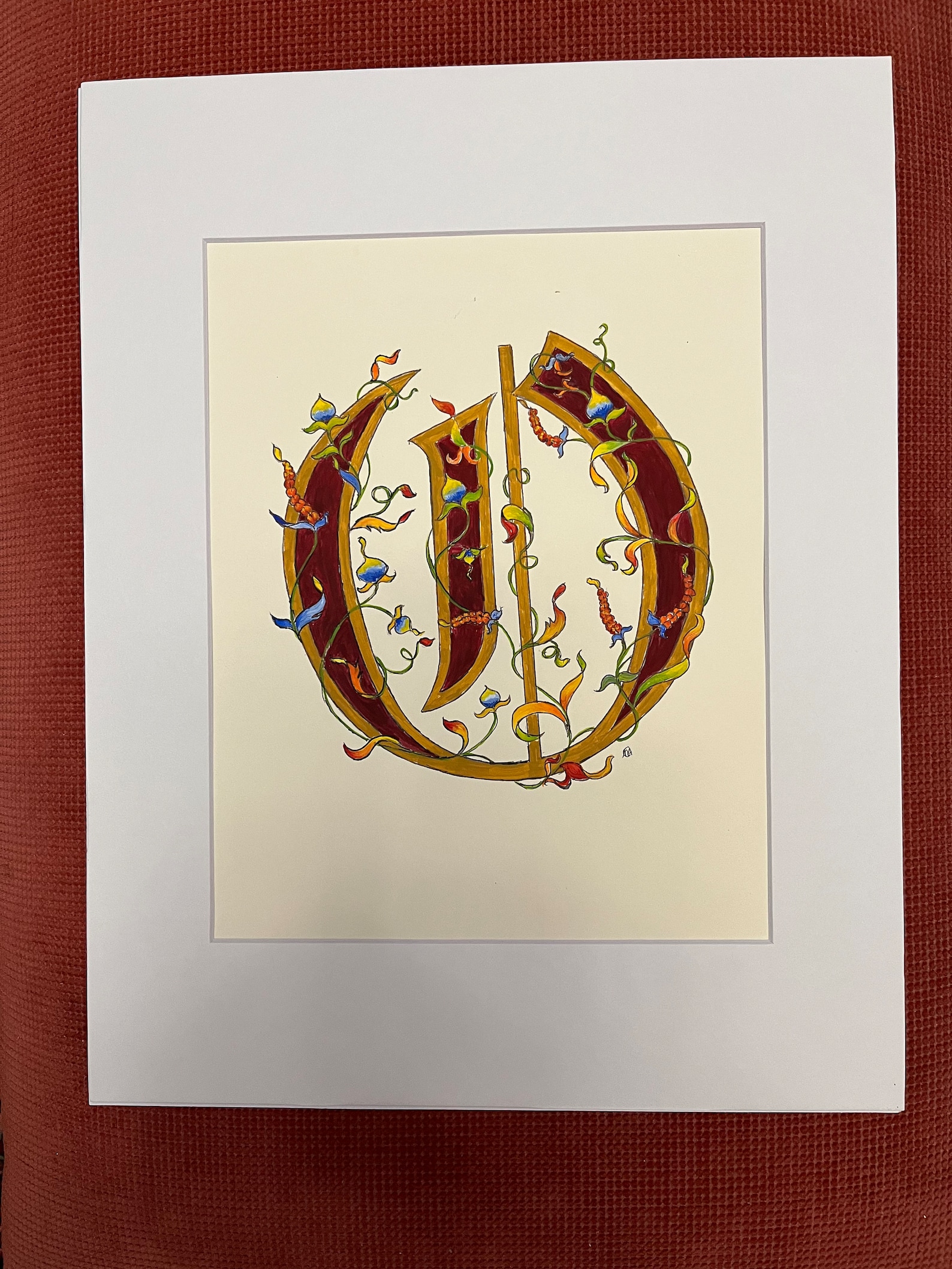 Illuminated Letter "o", Hand Painted Old English Script. Original ...