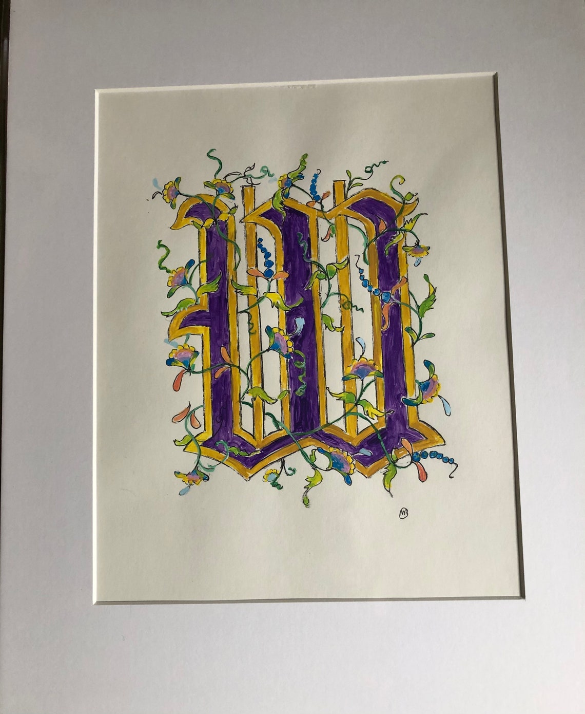Illuminated Letter W Hand Painted Old English Script - Etsy