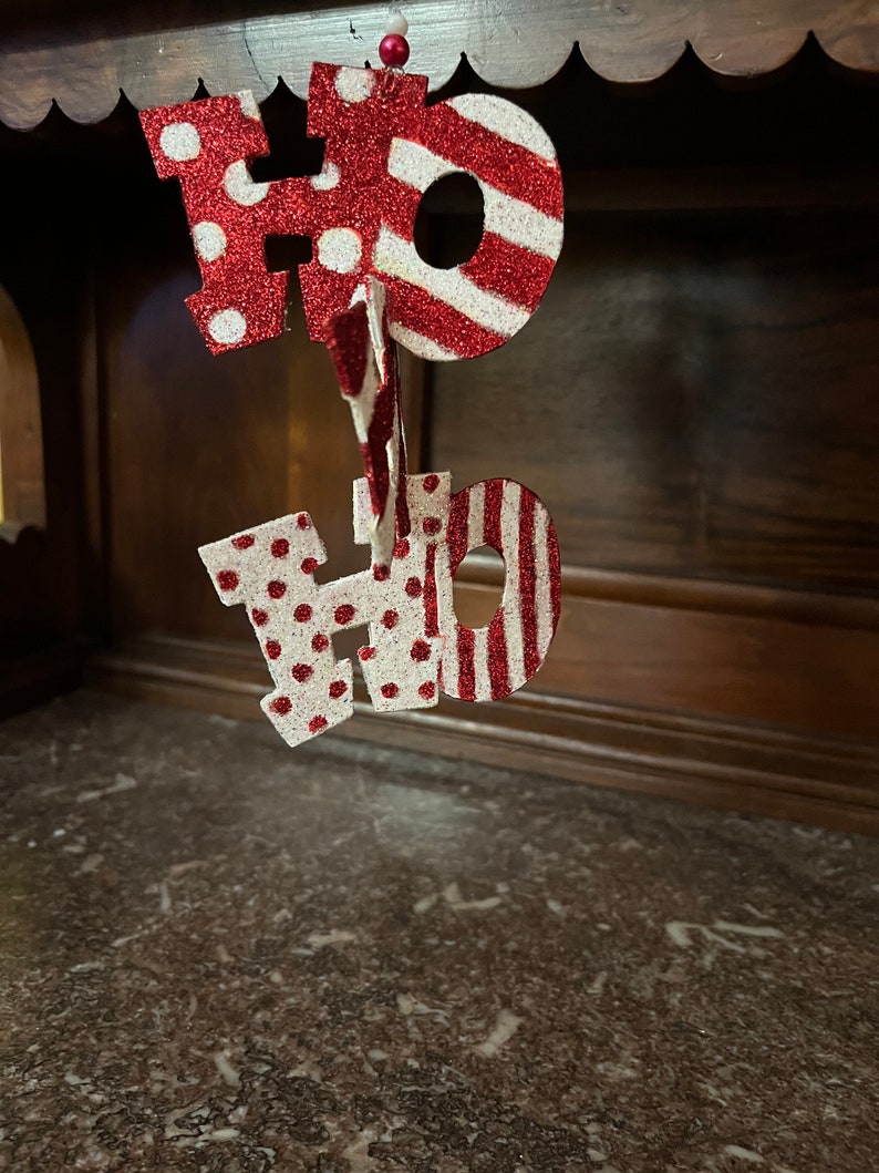 Handcrafted 'ho Ho Ho' Christmas Tree Ornament, Glitter Papier Mache - Etsy