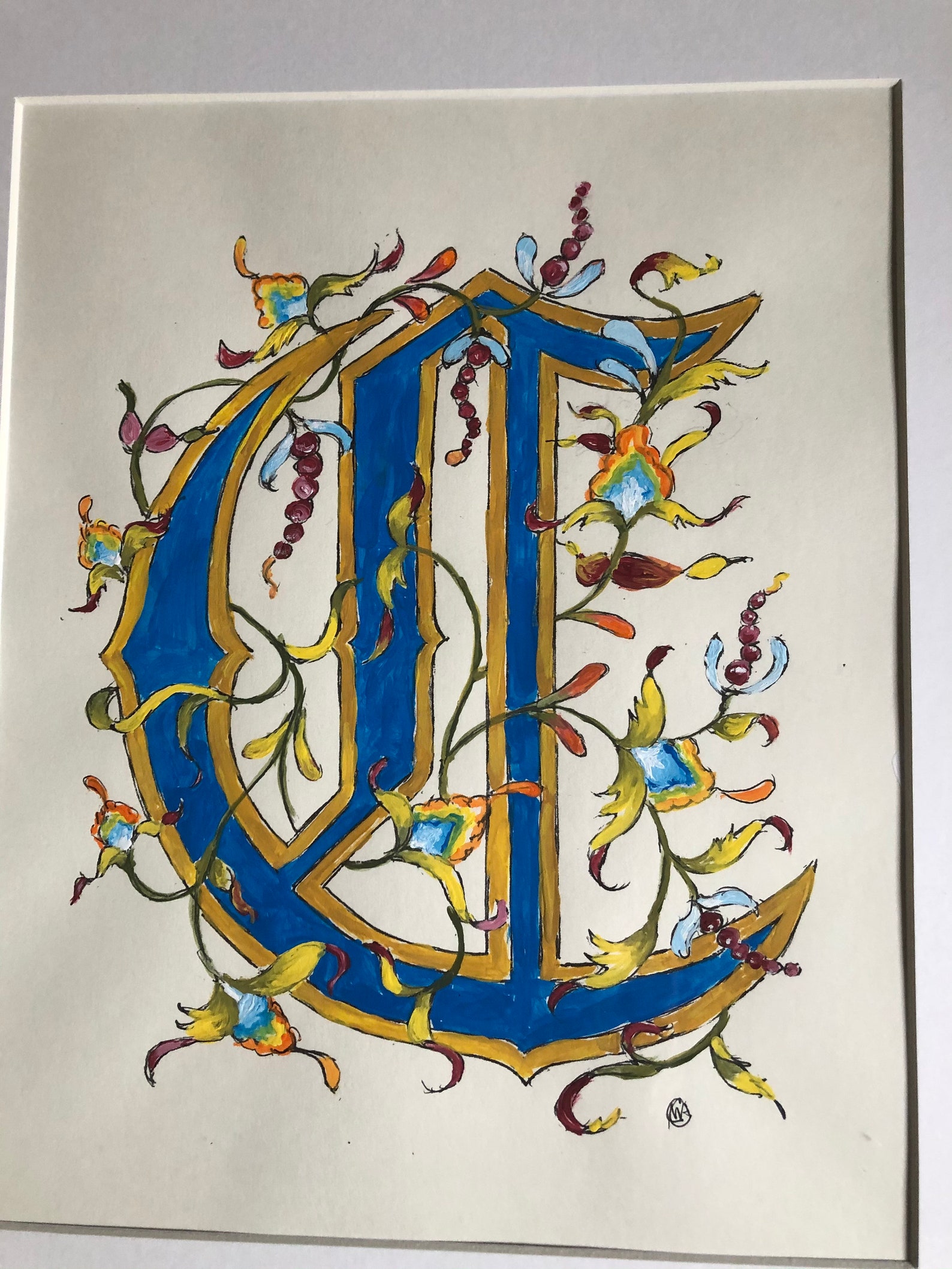 Illuminated Letter c, Hand Painted Old English Script, Original Design ...