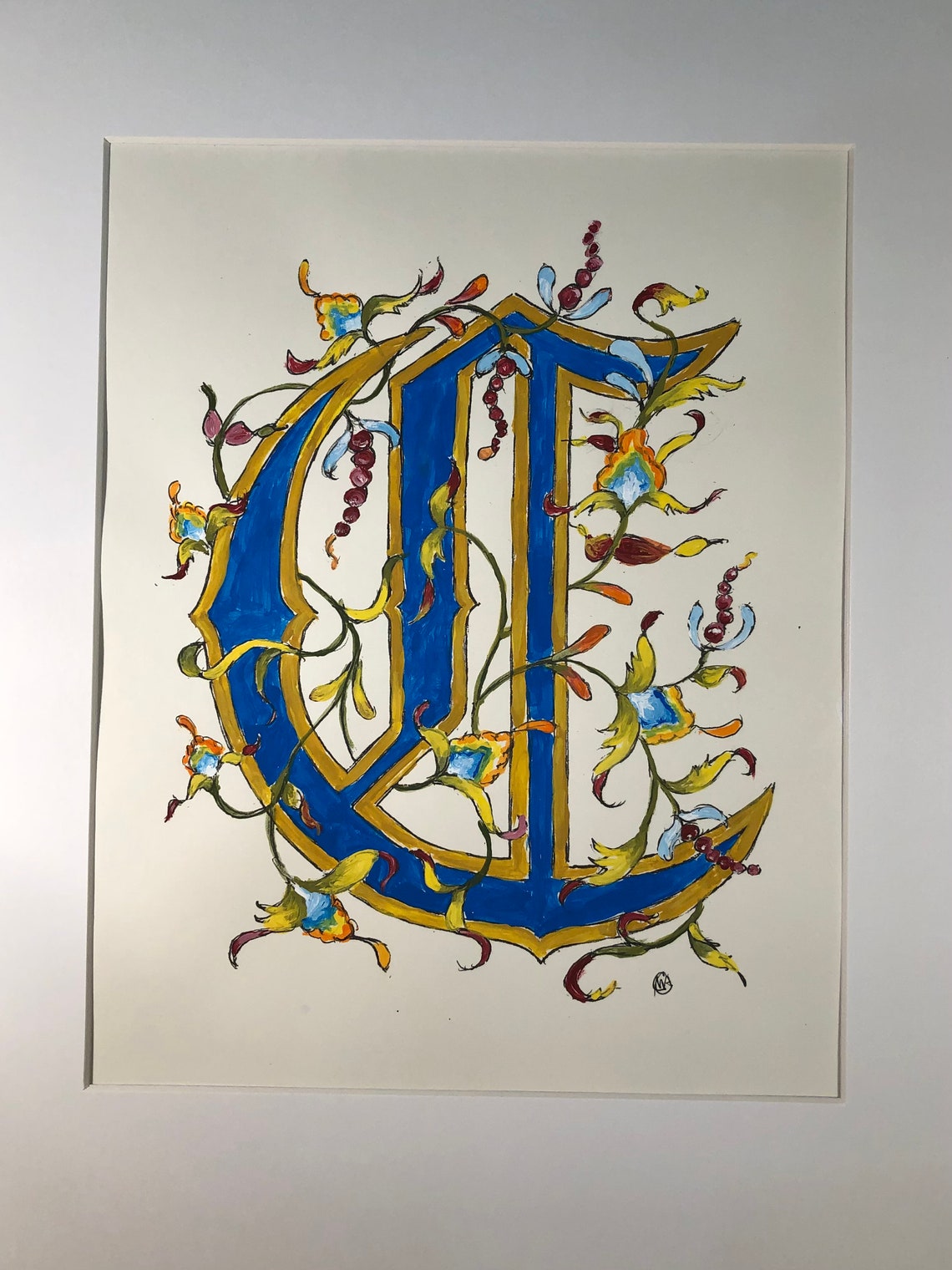 Illuminated Letter c, Hand Painted Old English Script, Original Design ...