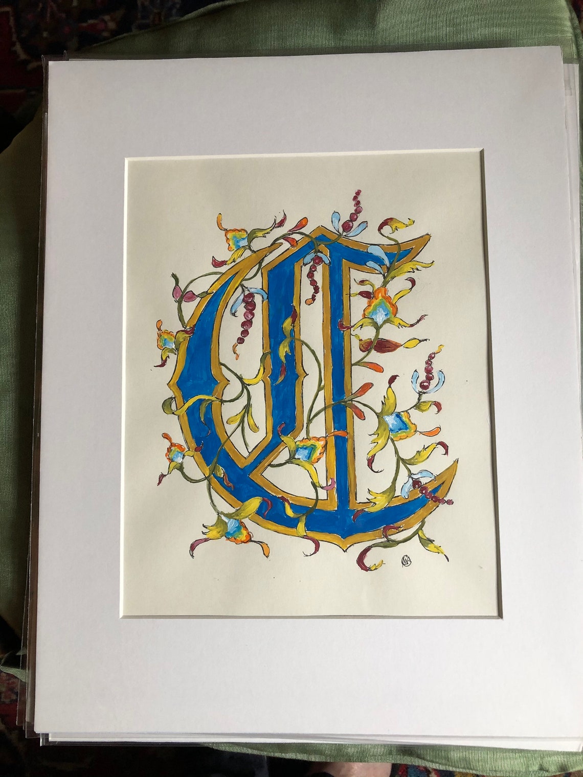 Illuminated Letter c, Hand Painted Old English Script, Original Design ...