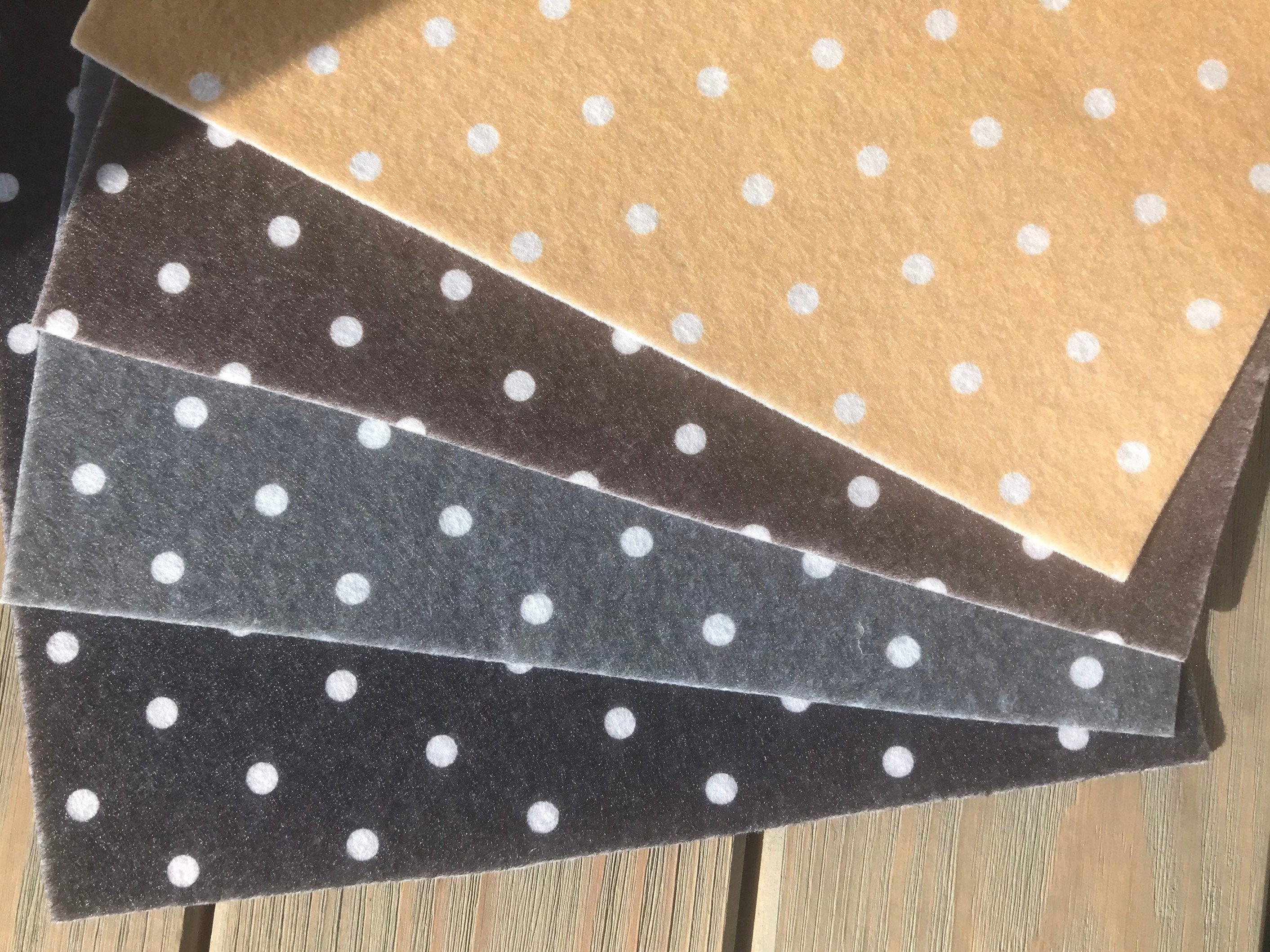 Polka dot print felt fabric. Patterned dots felt sheets | Etsy