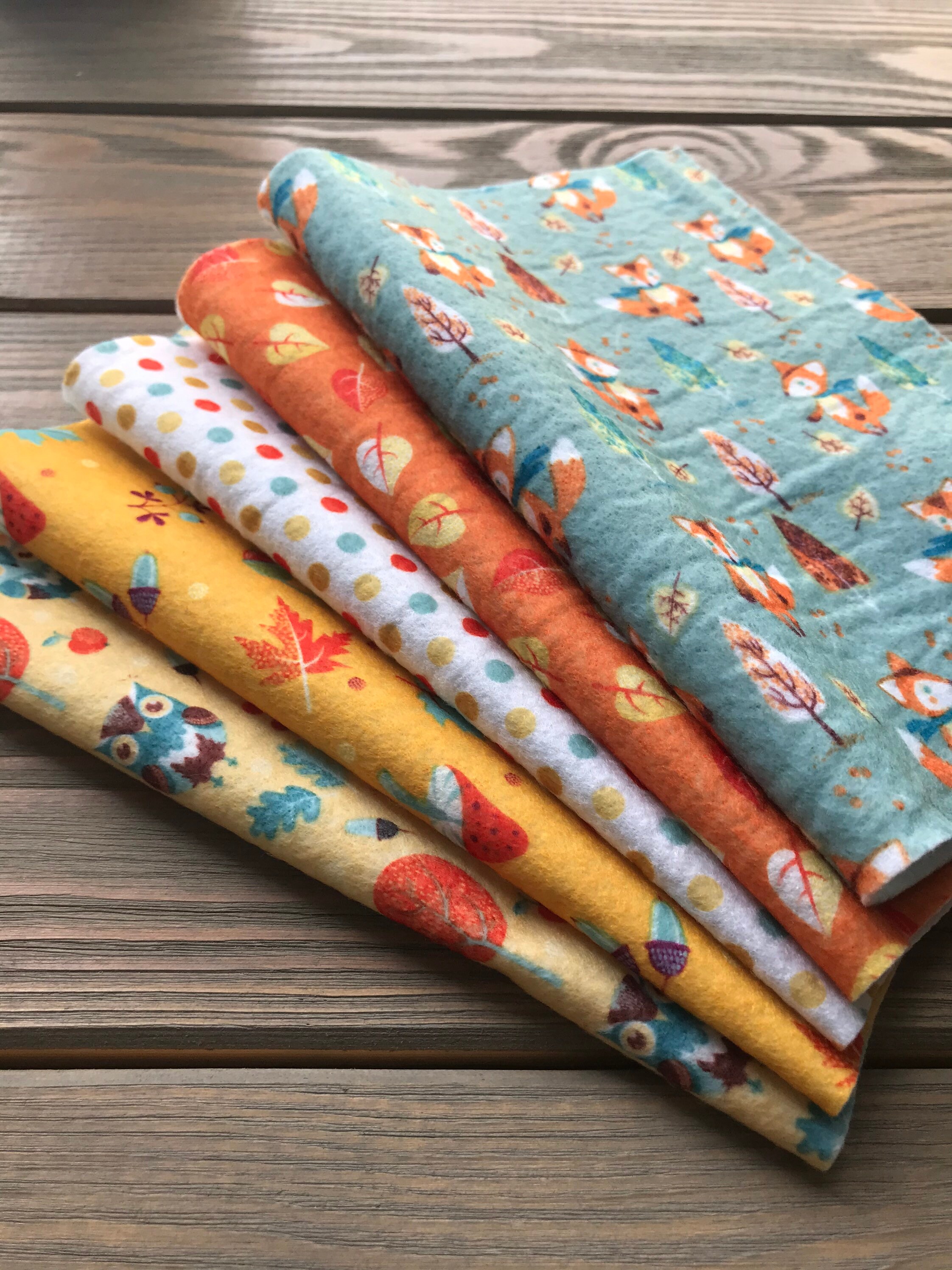 4 seasons print felt fabric. Patterned felt sheets autumn | Etsy