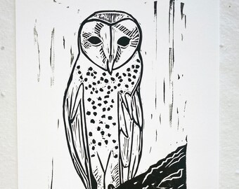 Barn Owl Block Print - Etsy