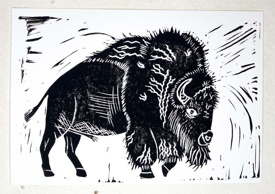 Bison Block Print - Etsy