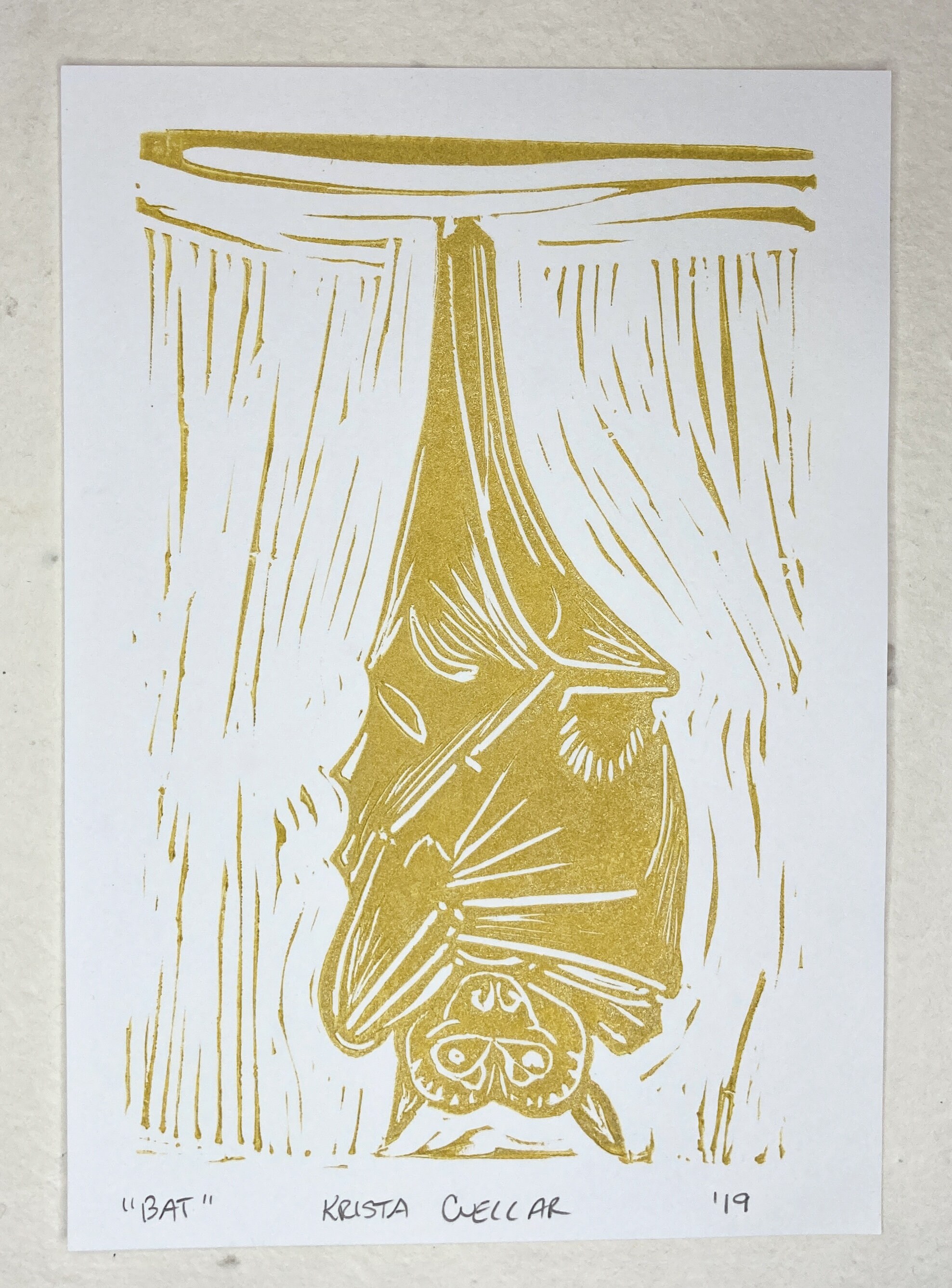 Bat Block Print - Etsy