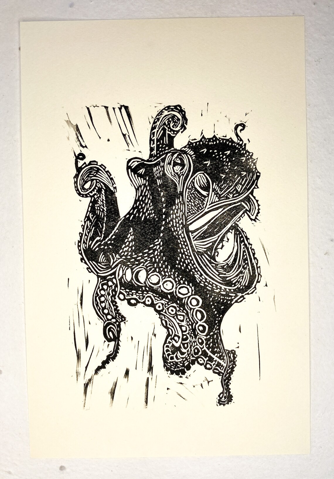 Octopus Block Print | Etsy