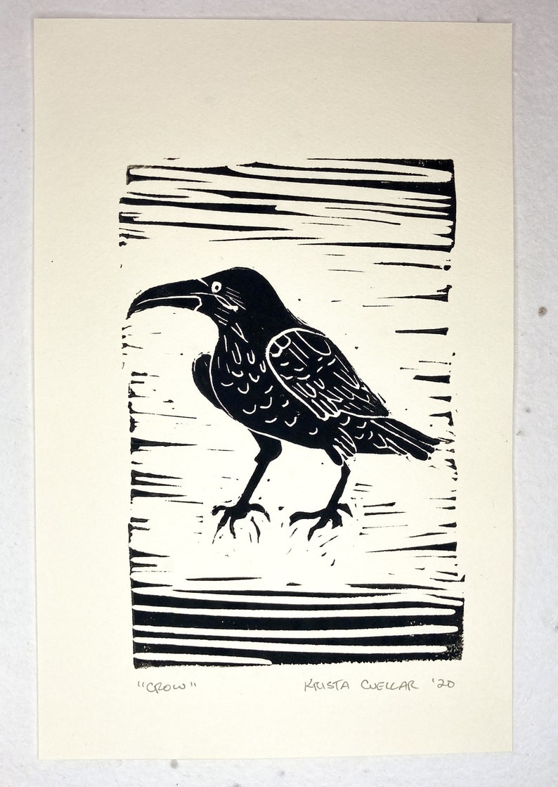 Crow Block Print - Etsy