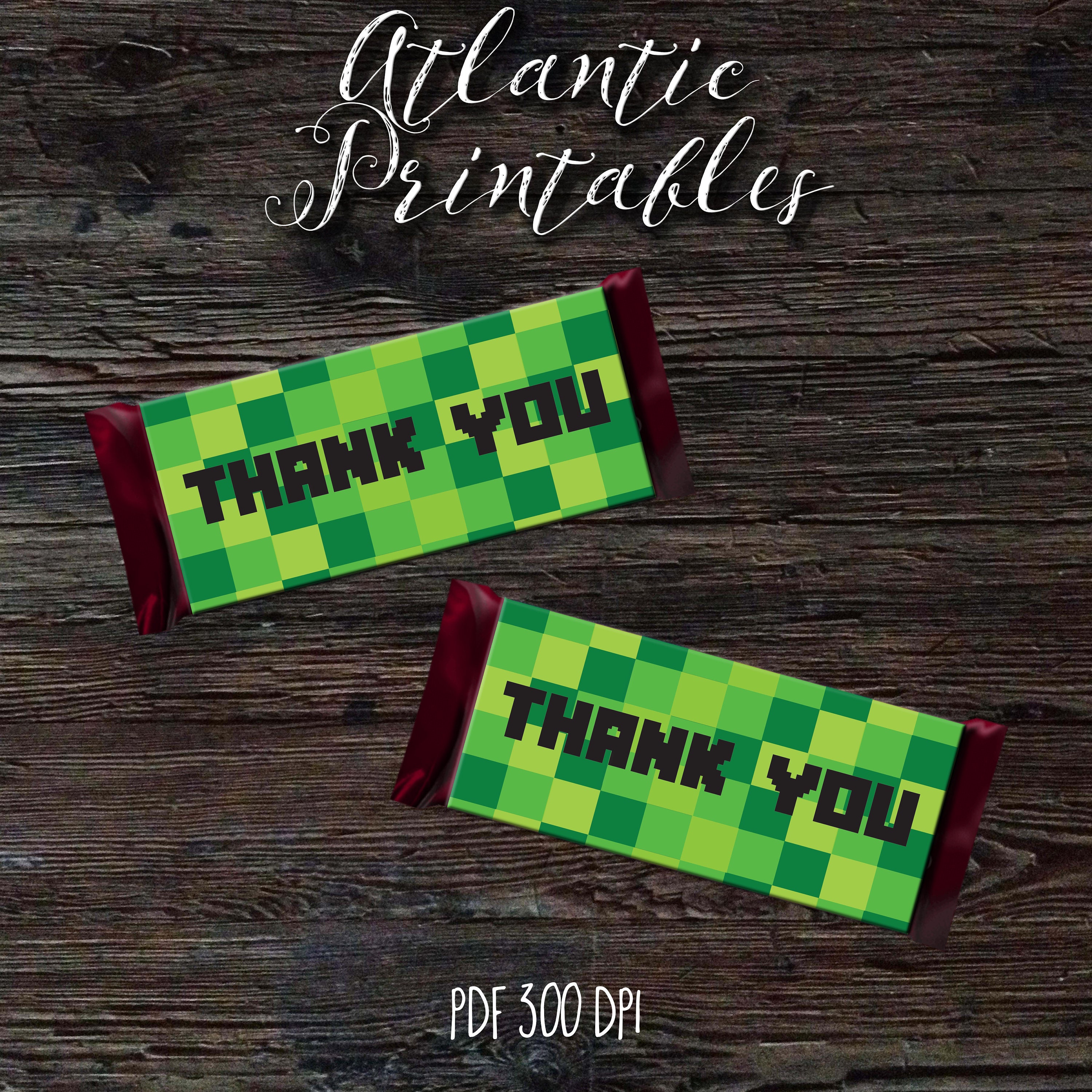 Chocolate Candy Bar Wrapper Green Pixel Video Gamer Theme Instant ...