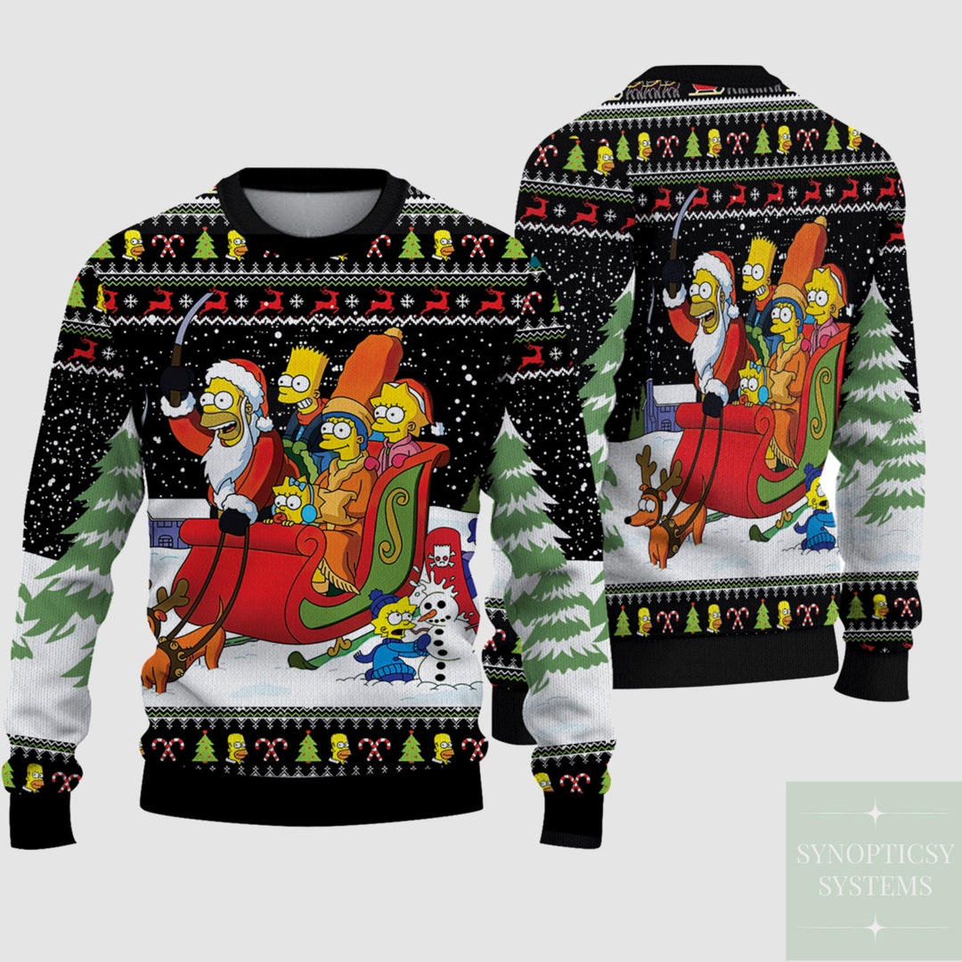 Christmas Simpsons Ugly Sweater, Simpson Ugly Sweater, Simpsons Homer ...