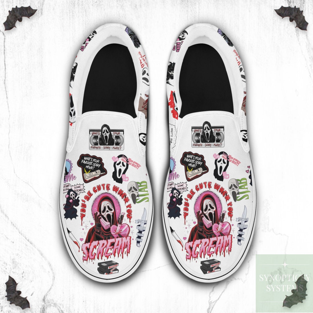 Ghostface Slip on Shoes, Ghostface Scream Shoes, Halloween Ghostface ...