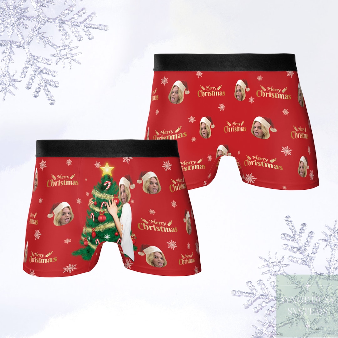 Personalized Christmas Tree Boxers With Face for Husband Boyfriend ...