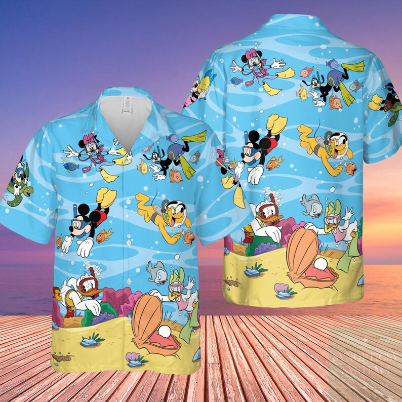 Disney Dive Mickey and Minnie Mouse Summer Hawaiian Shirt, Disney World ...