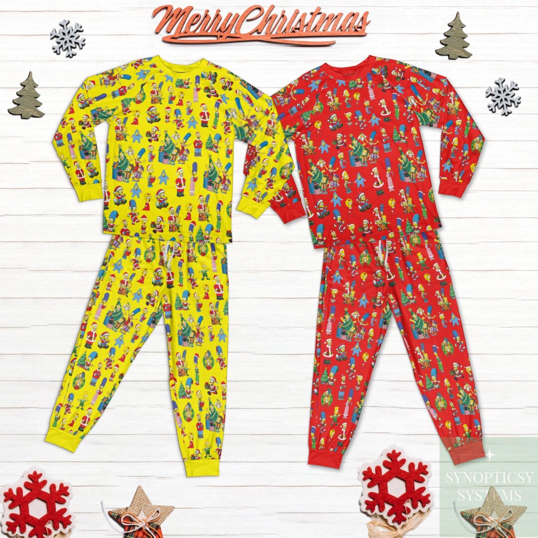 The Simpsons Characters Pajamas, the Simpson Family Xmas Pajamas, Homer ...