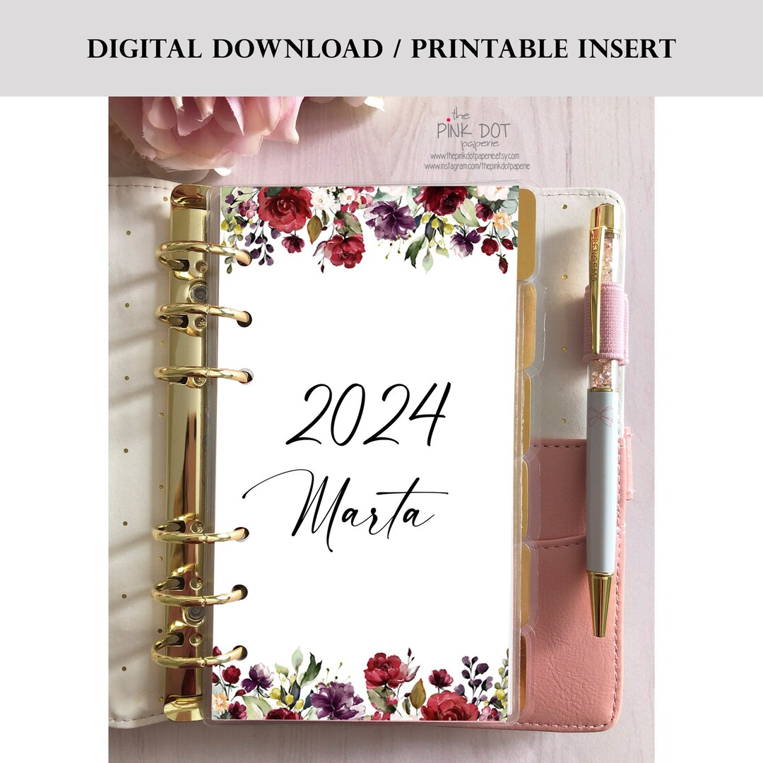 2024 Planner Dashboard Personalized Printable Floral Planner Insert ...