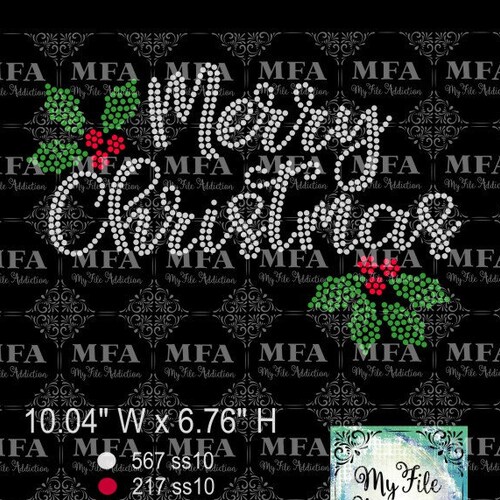 Merry Christmas SVG Instant Download Rhinestone Design - Etsy
