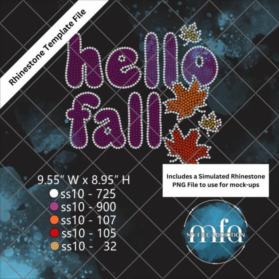 Rhinestone Template Hello Fall Ss10 Svg Dxf Eps Plt Png File - Etsy