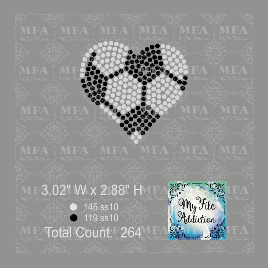 Instant Download Rhinestone File 3 Soccer Ball Heart Hat or Left Chest ...