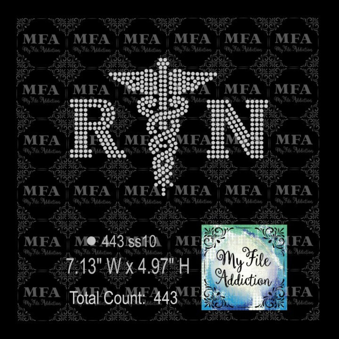 Rhinestone Template Download File RN Medical Caduceus Nursing Nurse Svg ...