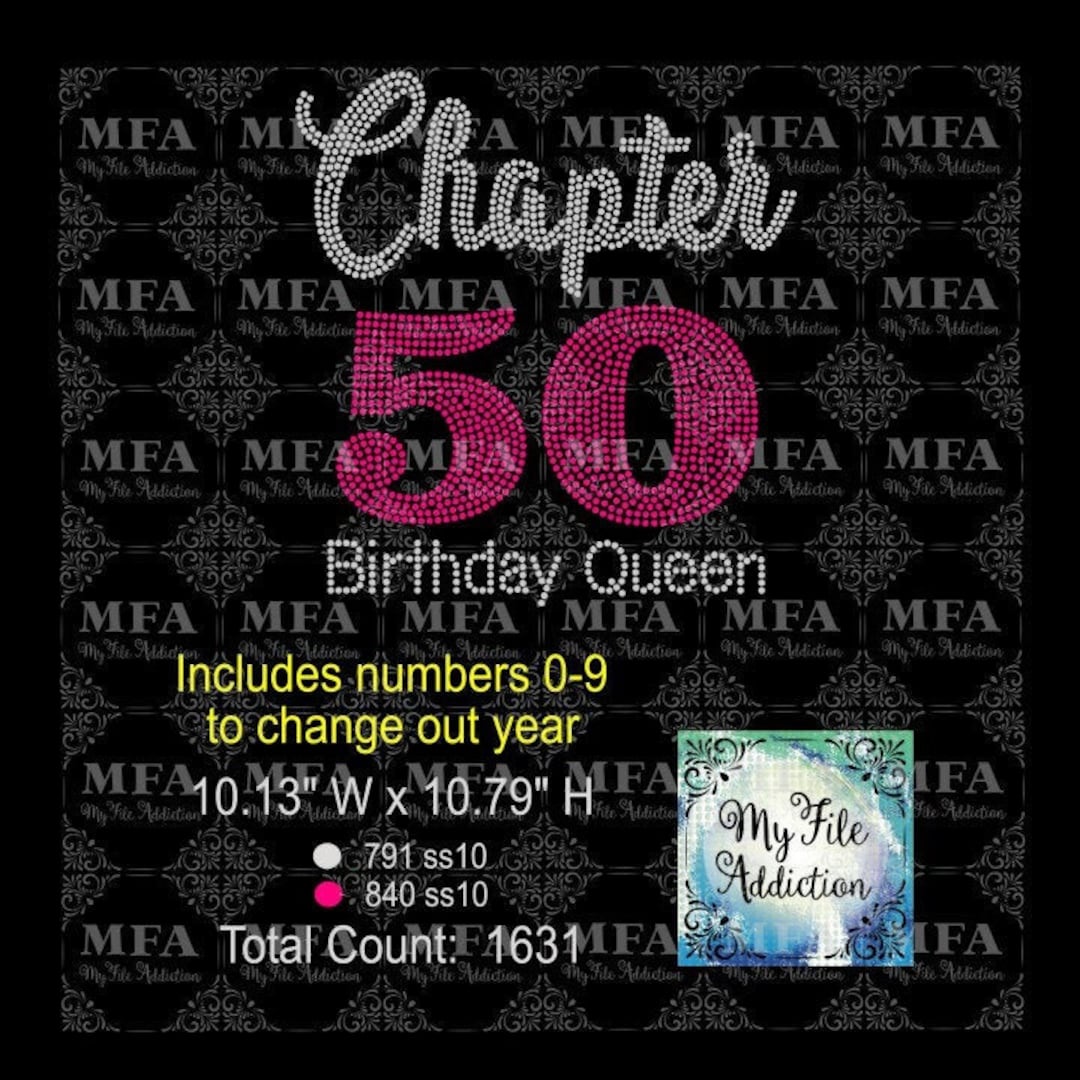 Rhinestone Template Download File - Chapter Birthday Queen 30 40 50 60 ...