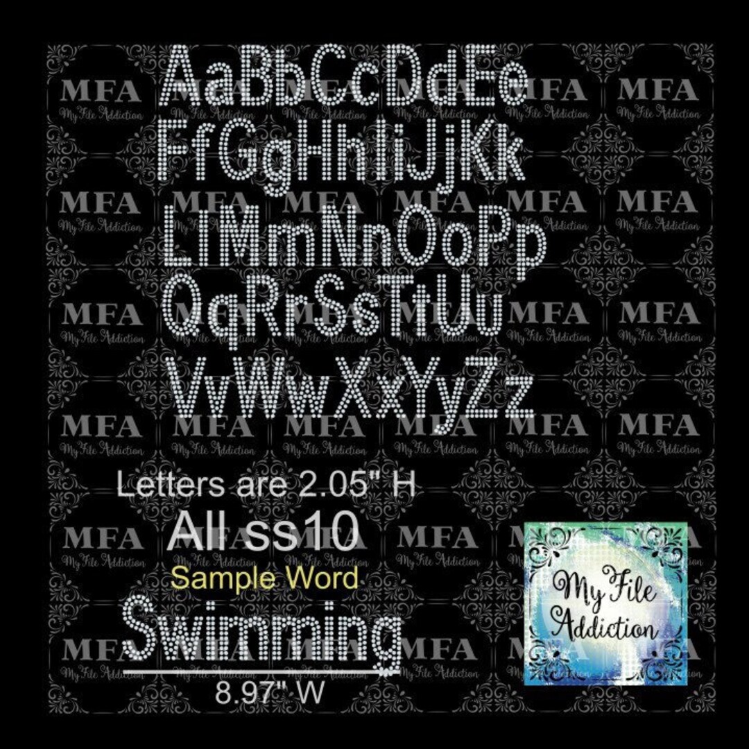 2.05 Inch Arial Block Letters Rhinestone Template (digital Download ...
