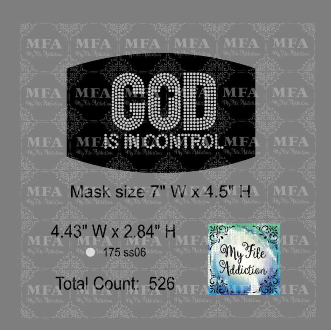 Rhinestone Template Download File God is in Control Small Mask Svg Dxf ...