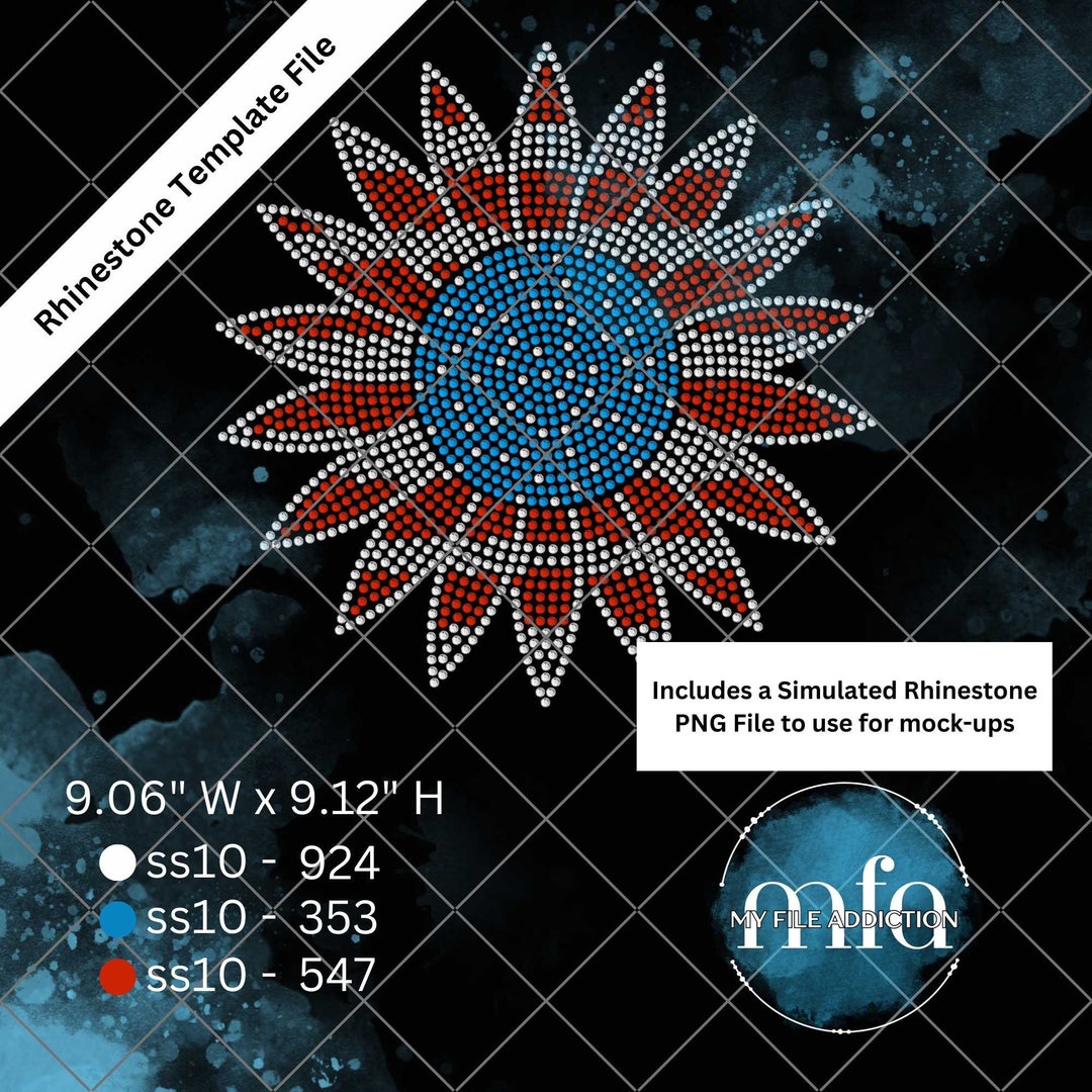Rhinestone Template Flag Sunflower Ss10 Svg Dxf Eps Plt Png File - Etsy