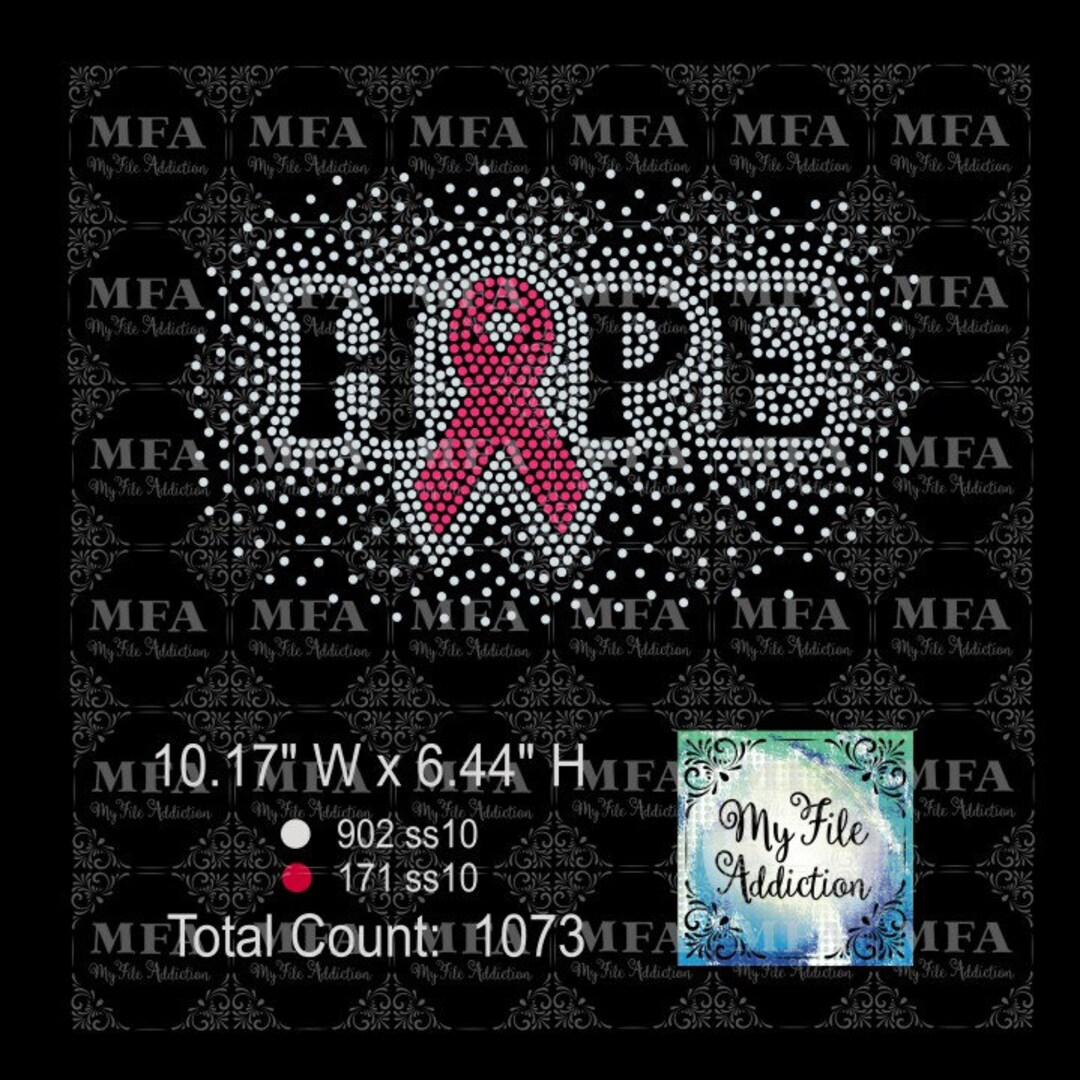 Rhinestone Template Download File Hope With Ribbon Scatter Cancer ...
