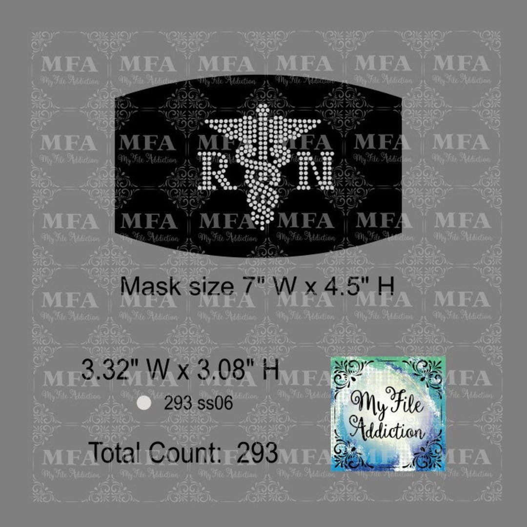 Rhinestone Template Download File RN Nurse Caduceus Small Hat Mask Svg ...