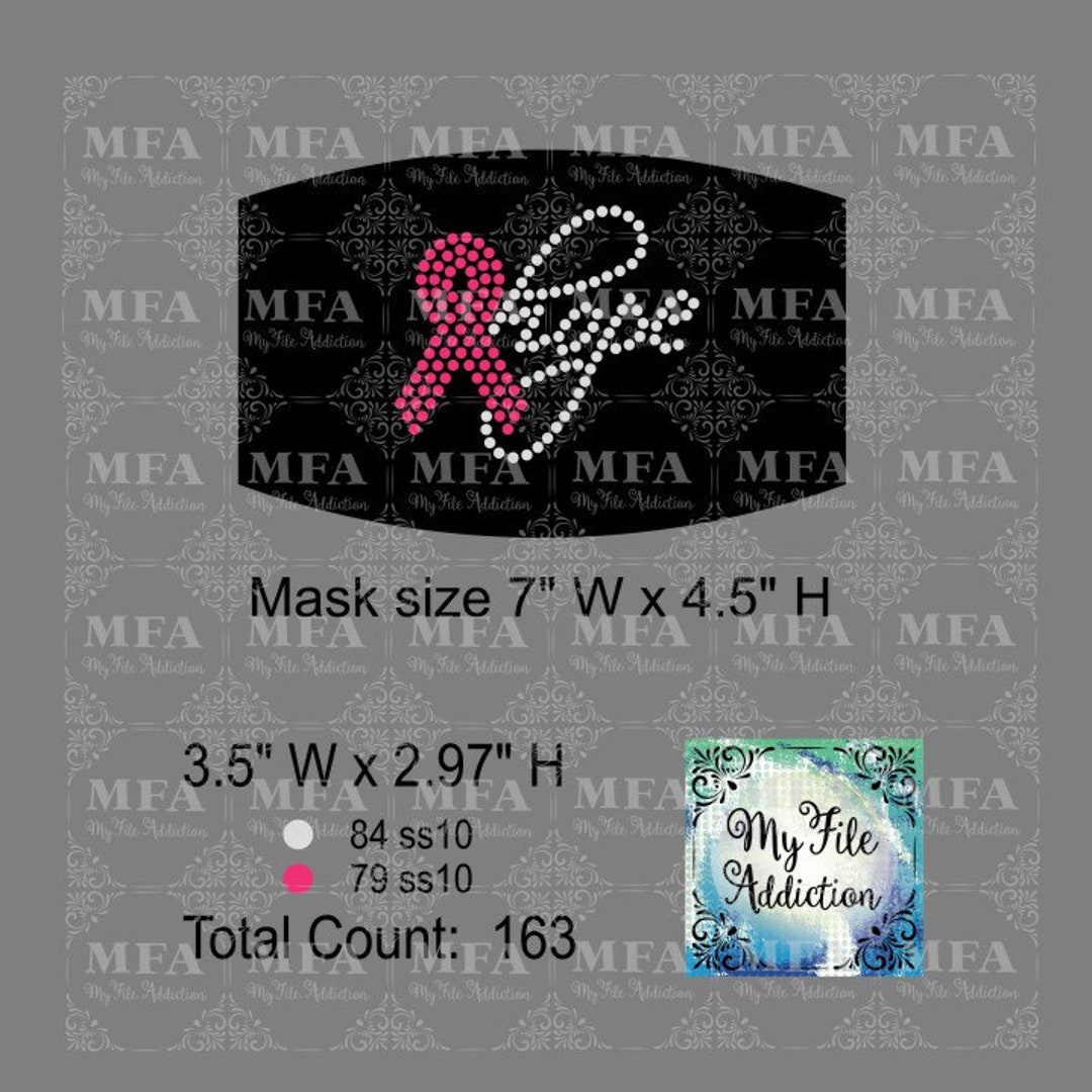 Rhinestone Template Download File Hope With Ribbon Small Mask Cancer ...