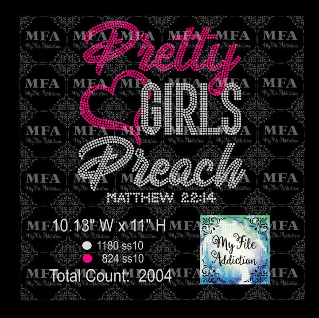 Rhinestone Template Download File Pretty Girls Preach Svg Dxf Eps Plt ...