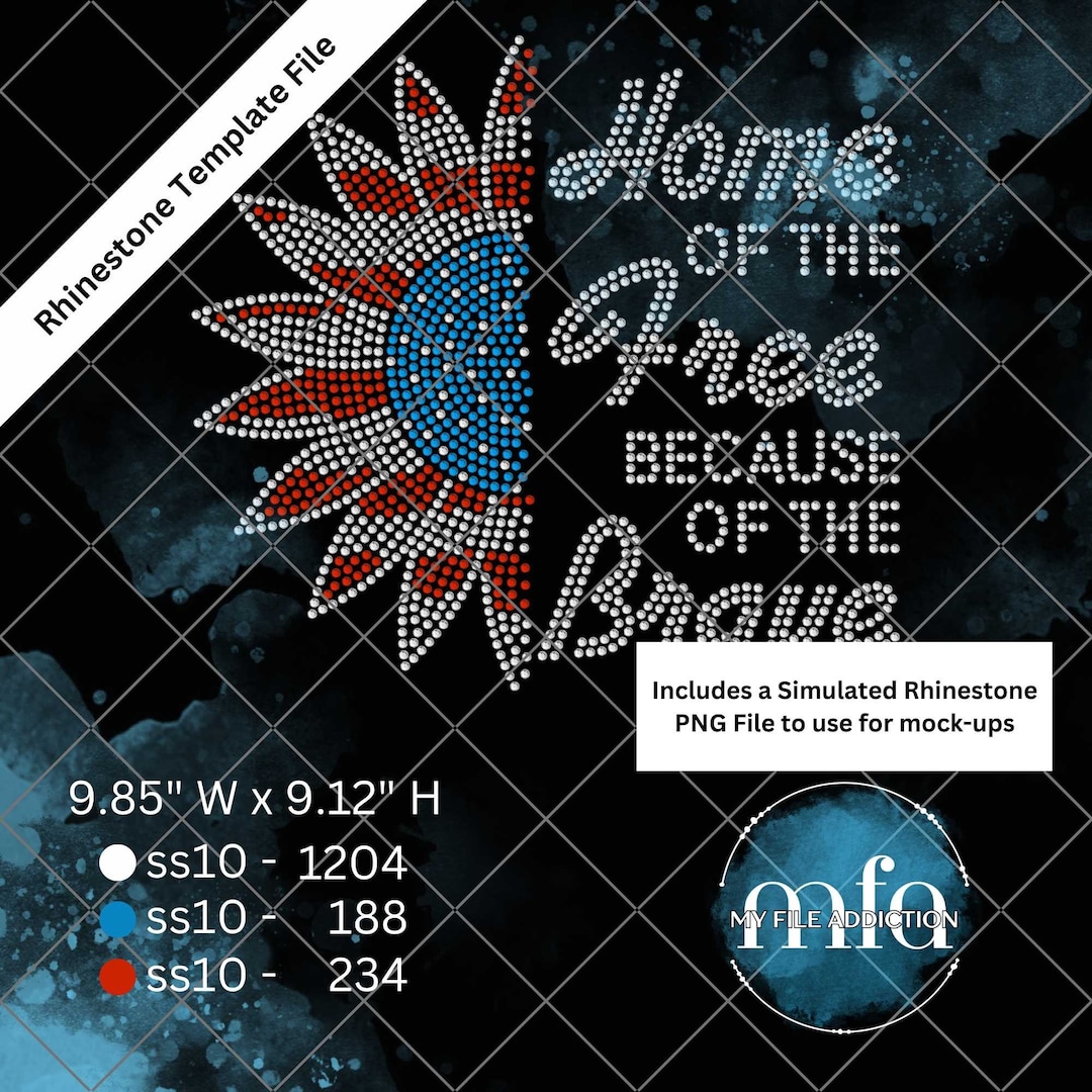 Rhinestone Template Home of the Free Ss10 Svg Dxf Eps Plt Png File - Etsy