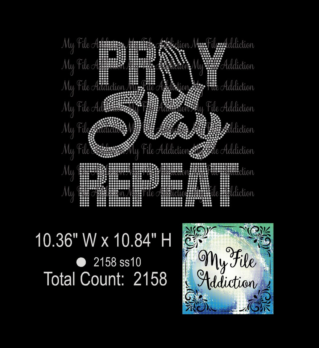 Rhinestone Template Download File Pray Slay Repeat Svg Dxf Eps Plt - Etsy