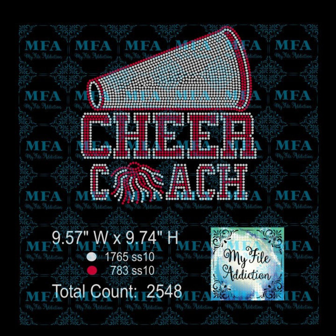 Rhinestone Template Download File Cheer Coach With Megaphone Svg Dxf ...
