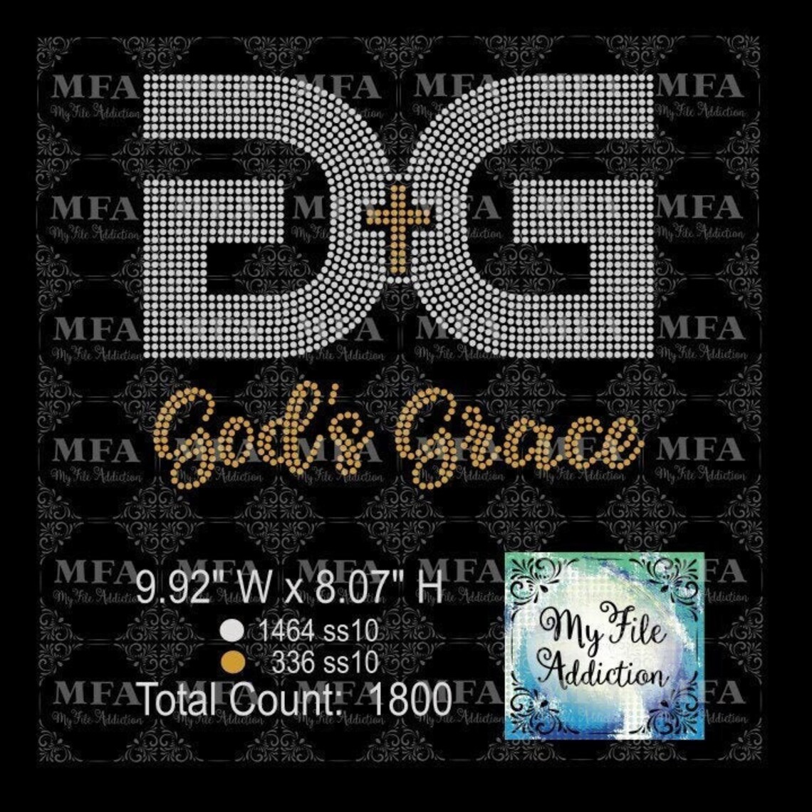 Rhinestone Template Download File God's Grace Svg Dxf Eps Plt - Etsy