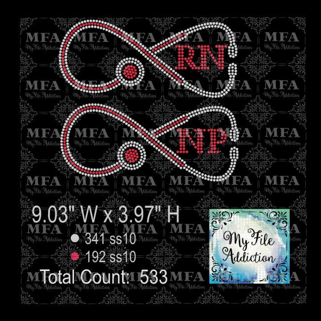 Instant Download Rhinestone File Infinity Stethoscope RN Nurse NP Nurse ...