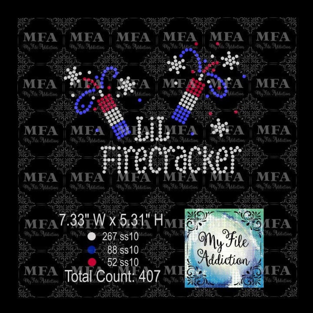 Instant Download Rhinestone File Lil Firecracker 4th of July ...