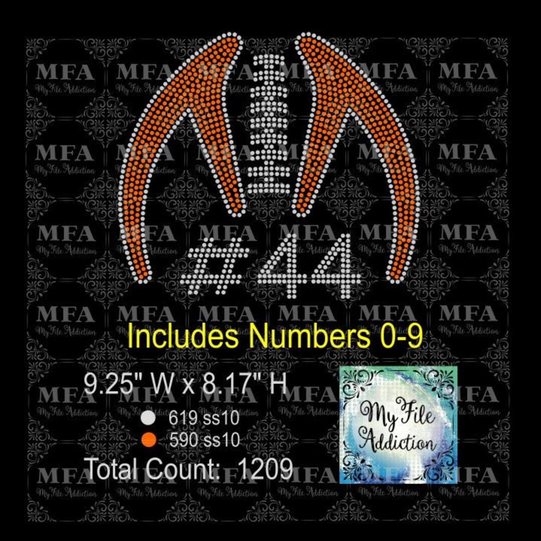 Rhinestone Template Download File Football Skeleton With Numbers 0-9 ...
