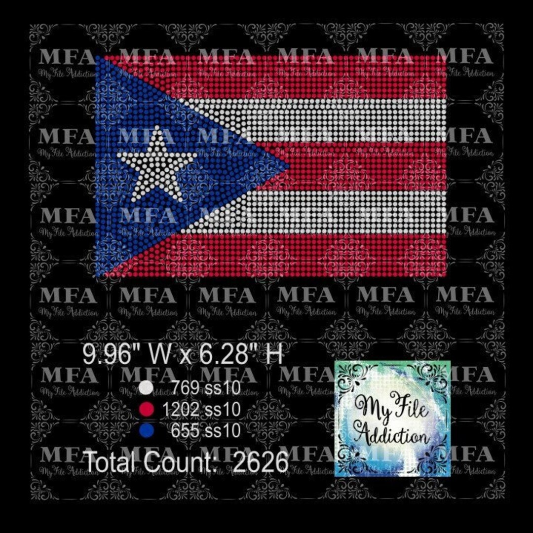 Rhinestone Template Download File Puerto Rico Flag Svg Dxf Eps Plt - Etsy