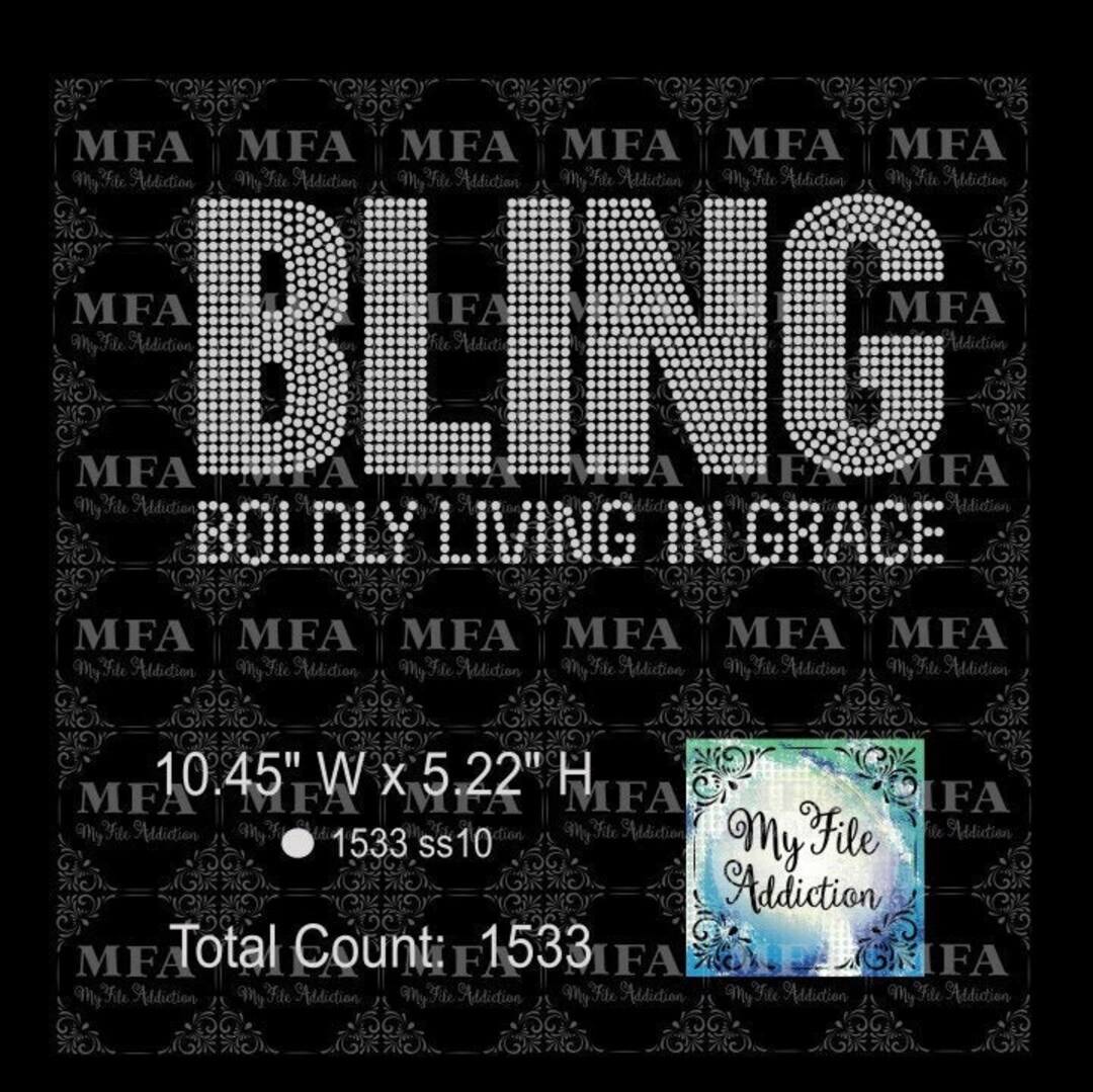 Rhinestone Template Download File Bling 1 Boldly Living in Grace Svg ...