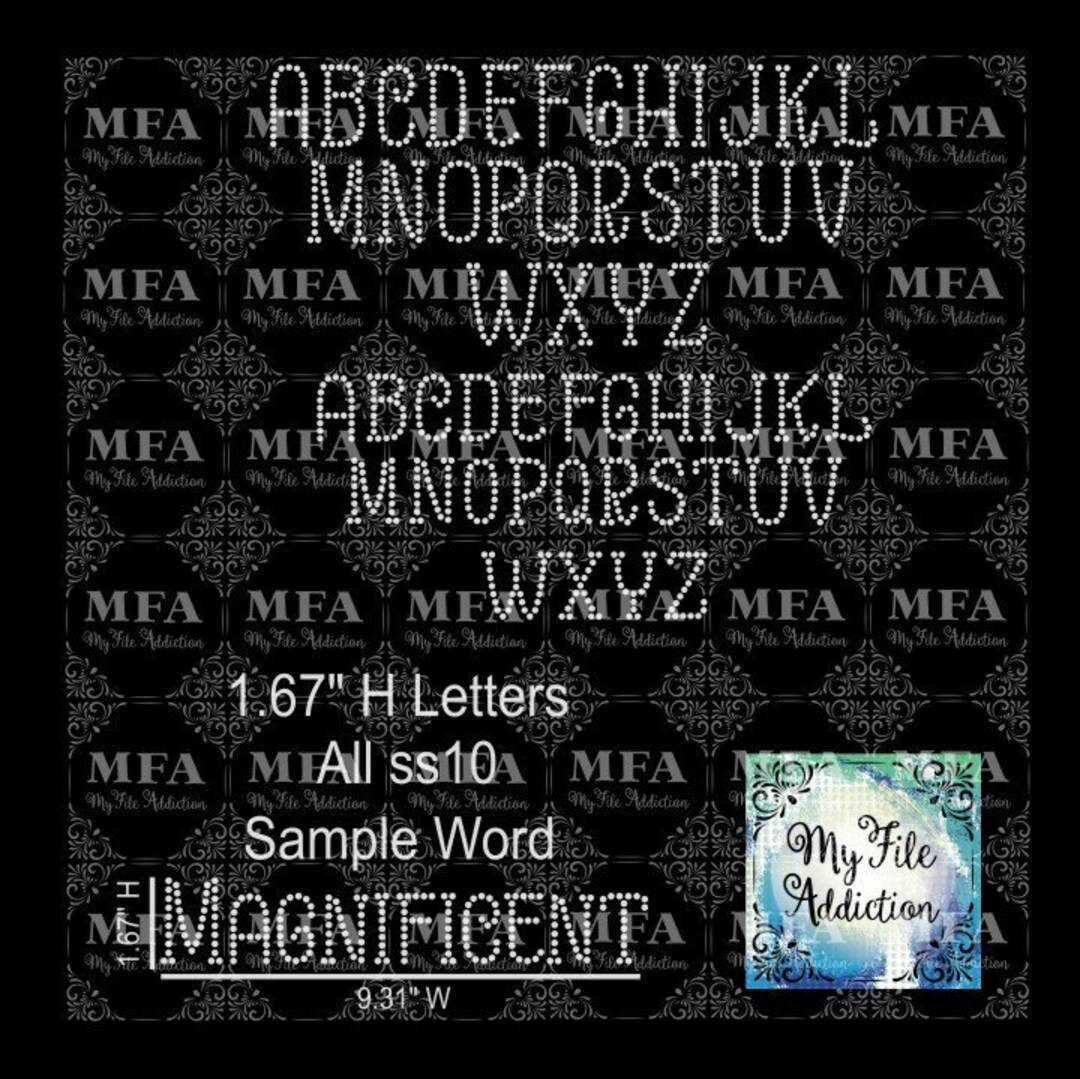 1.67 Inch Magnificent Letters Rhinestone Template (digital Download ...